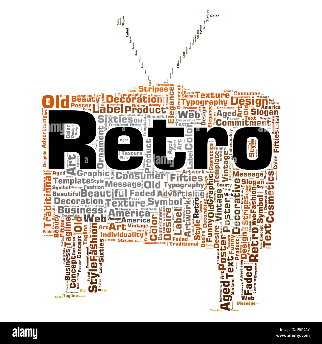 Retro word cloud shape concept Stock Photo - Alamy