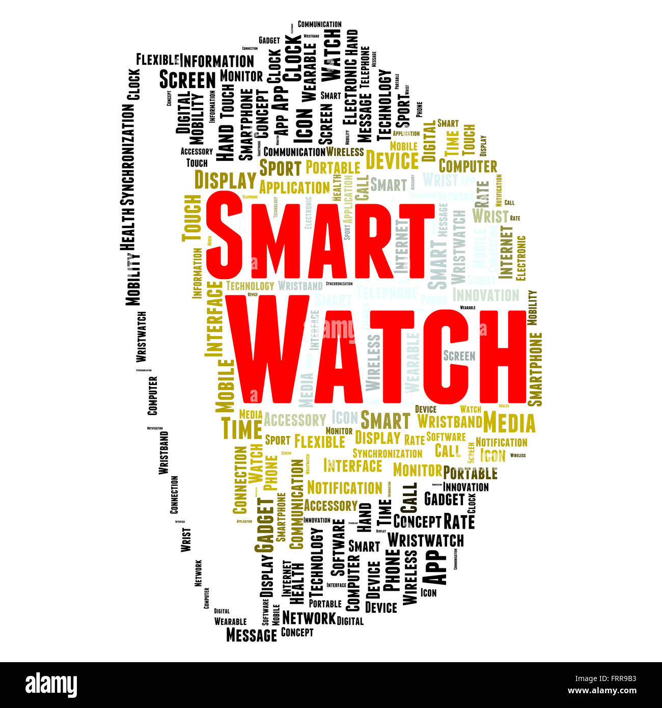 Smartwatch word cloud shape concept Stock Photo - Alamy