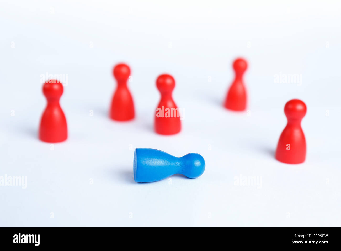 Business defeat or crime scene concept with game pieces on white Stock ...