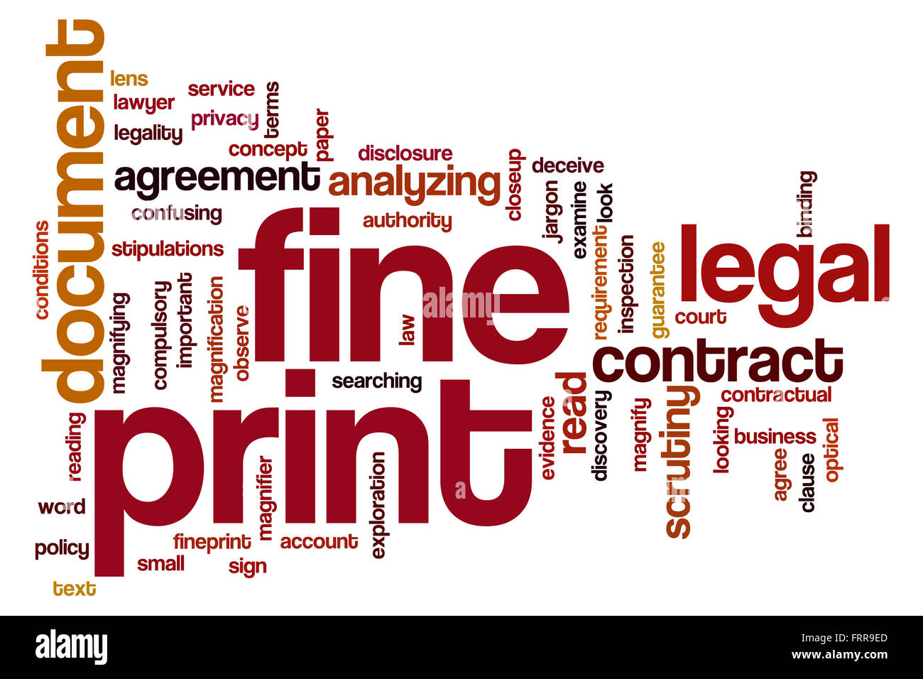 Fine print word cloud concept Stock Photo - Alamy
