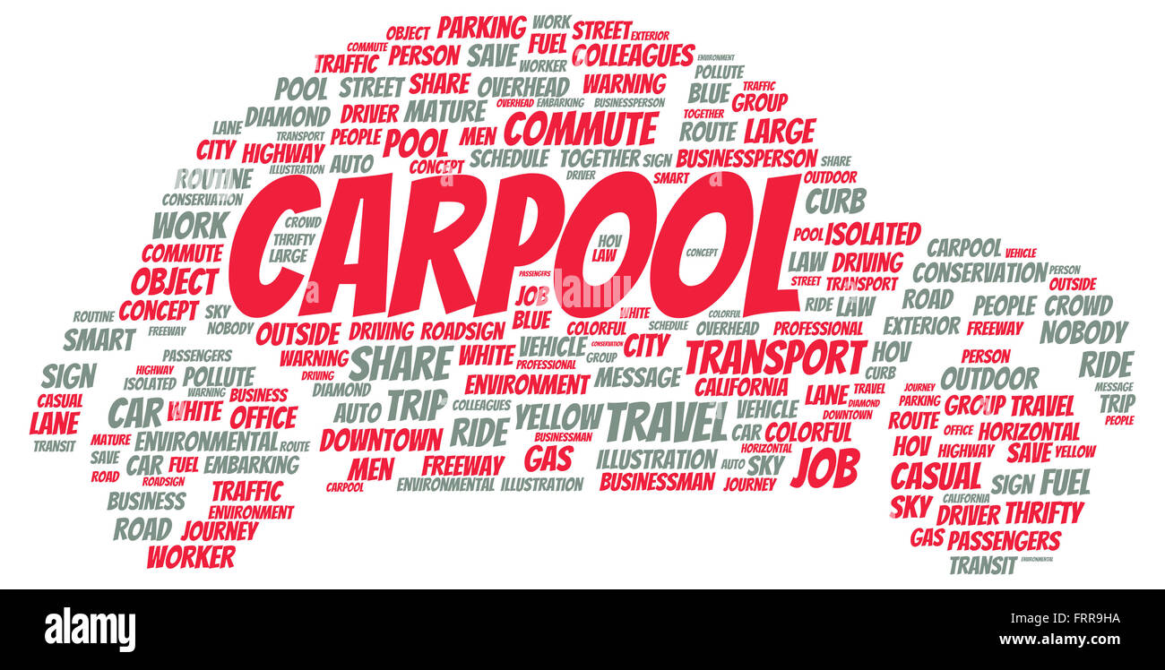 Carpool word cloud shape concept Stock Photo - Alamy