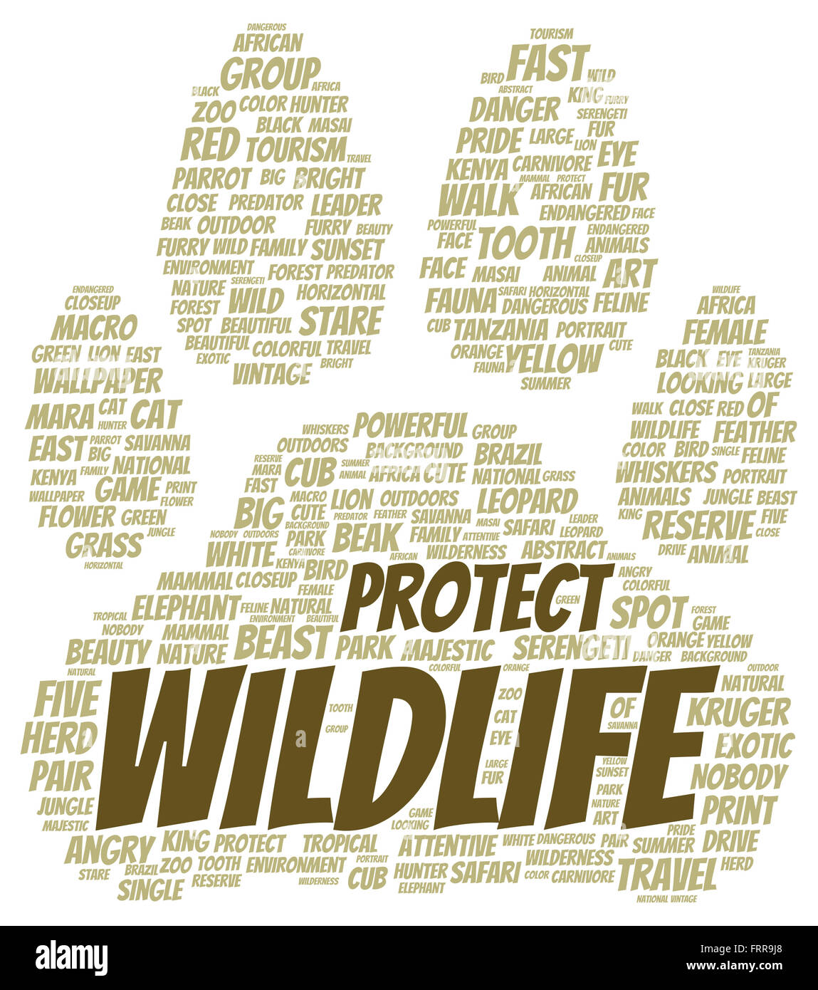Protect wildlife word cloud shape concept Stock Photo - Alamy