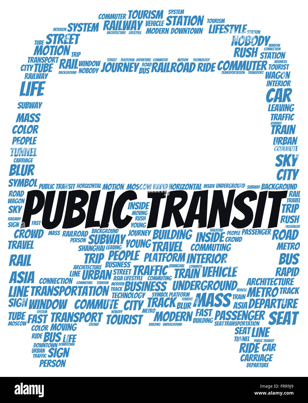 Public transit word cloud shape concept Stock Photo - Alamy