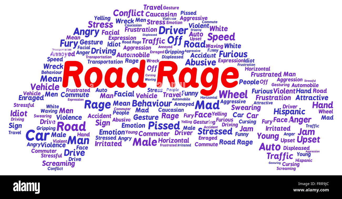 Road rage word cloud shape concept Stock Photo - Alamy