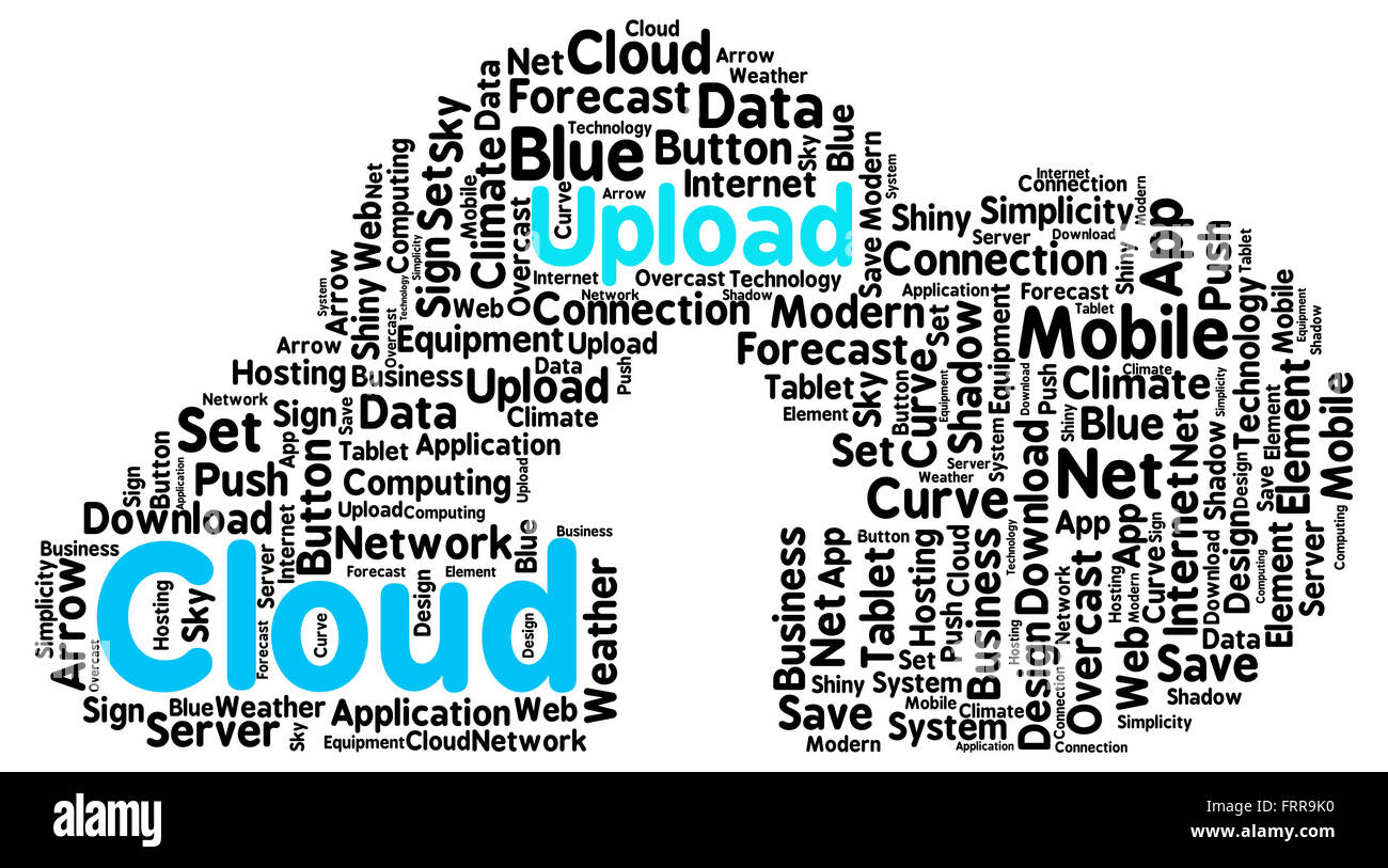 Upload cloud shaped as a real cloud with an arrow as a symbol of upload ...