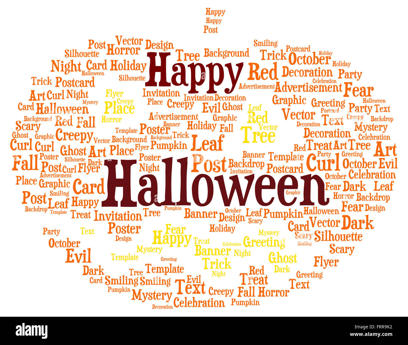 Happy Halloween word cloud shaped as a pumpkin isolated on white Stock ...