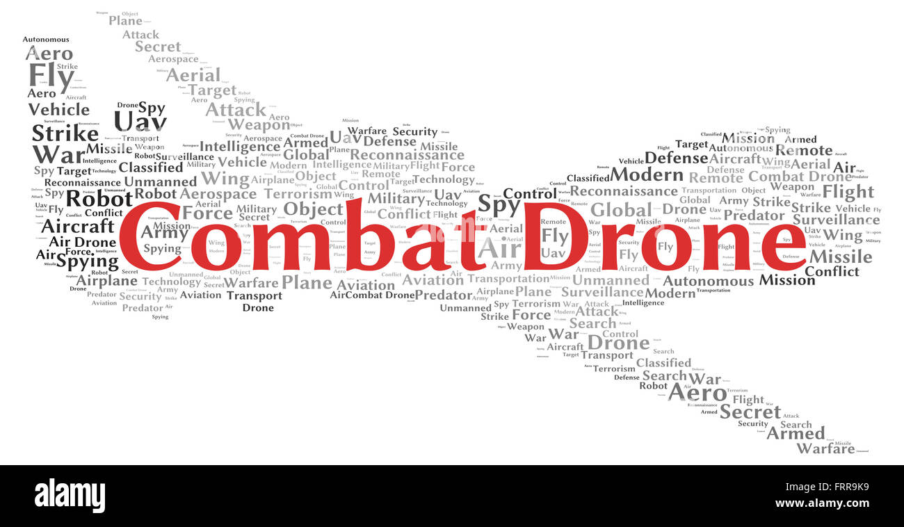 Combat drone word cloud shape concept Stock Photo - Alamy
