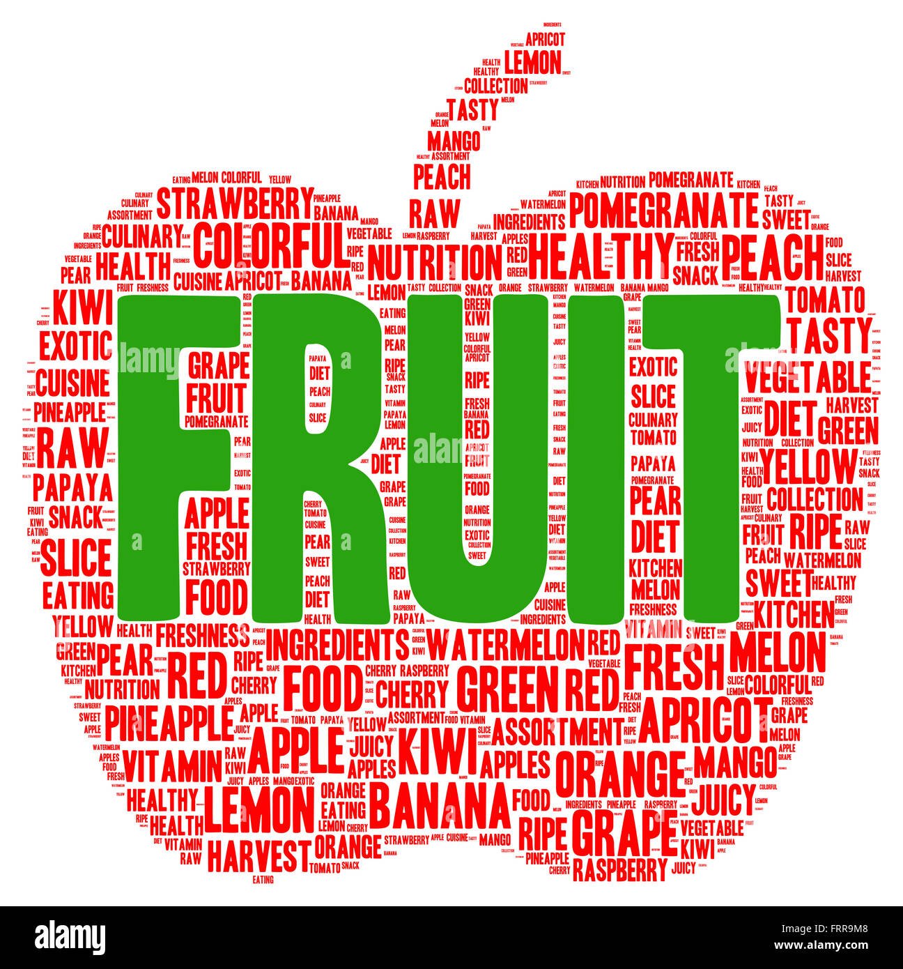 Fruitword cloud shape concept Stock Photo - Alamy