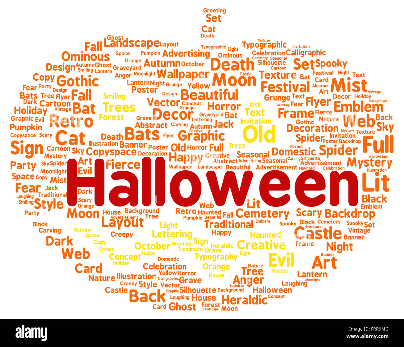 Halloween word cloud shape concept Stock Photo - Alamy