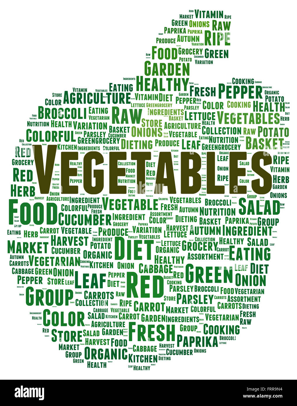 Vegetables word cloud shape concept Stock Photo - Alamy