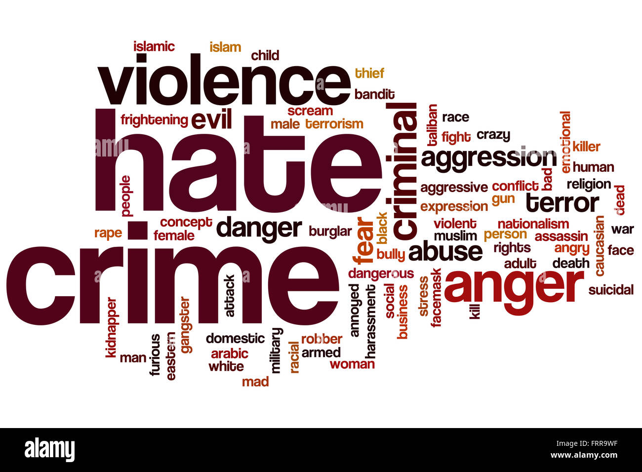 Hate crime word cloud concept Stock Photo - Alamy