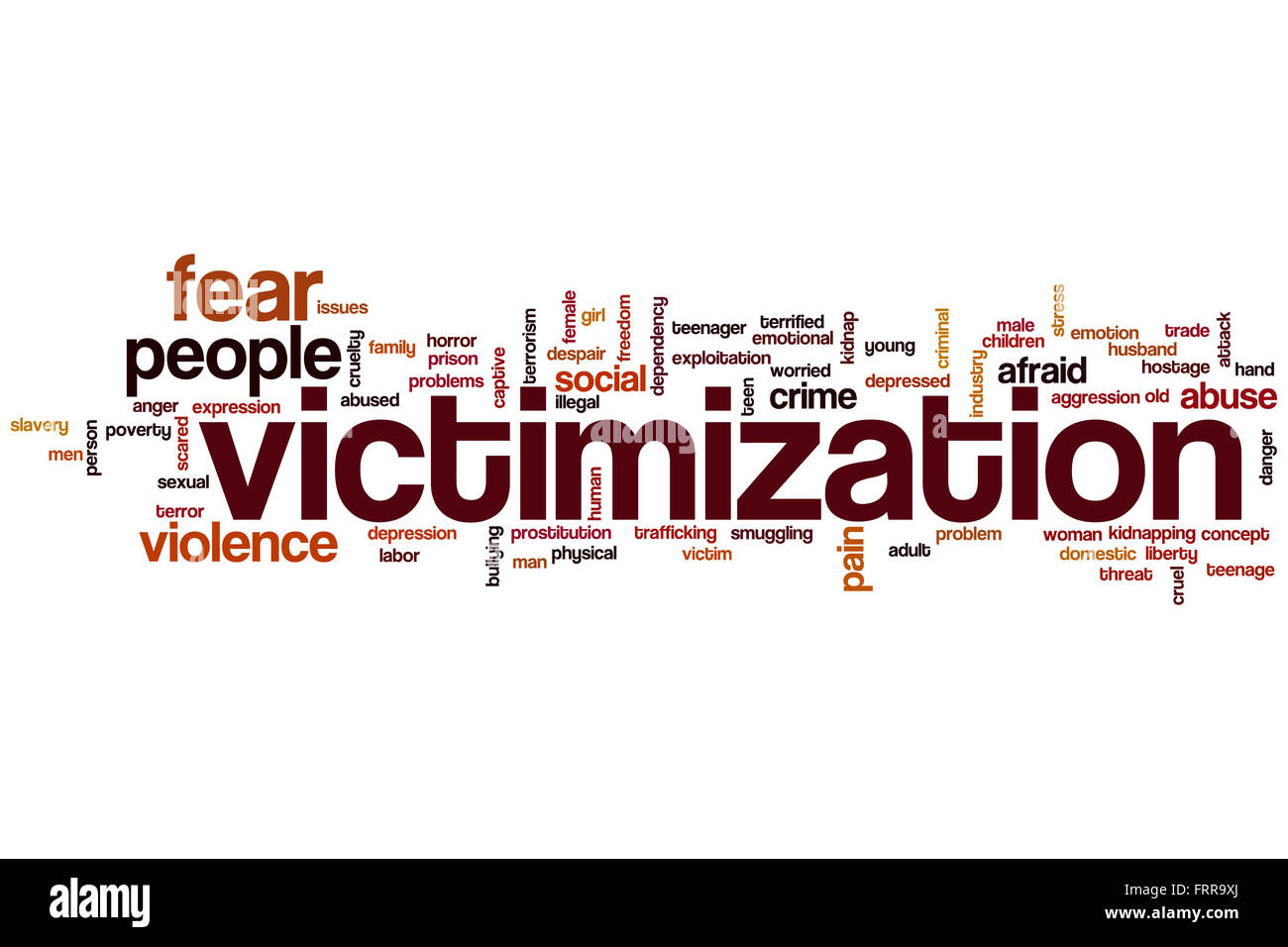 Victimization word cloud concept Stock Photo - Alamy