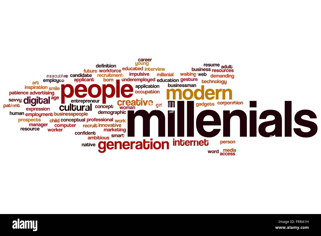 Millenials word cloud concept Stock Photo - Alamy