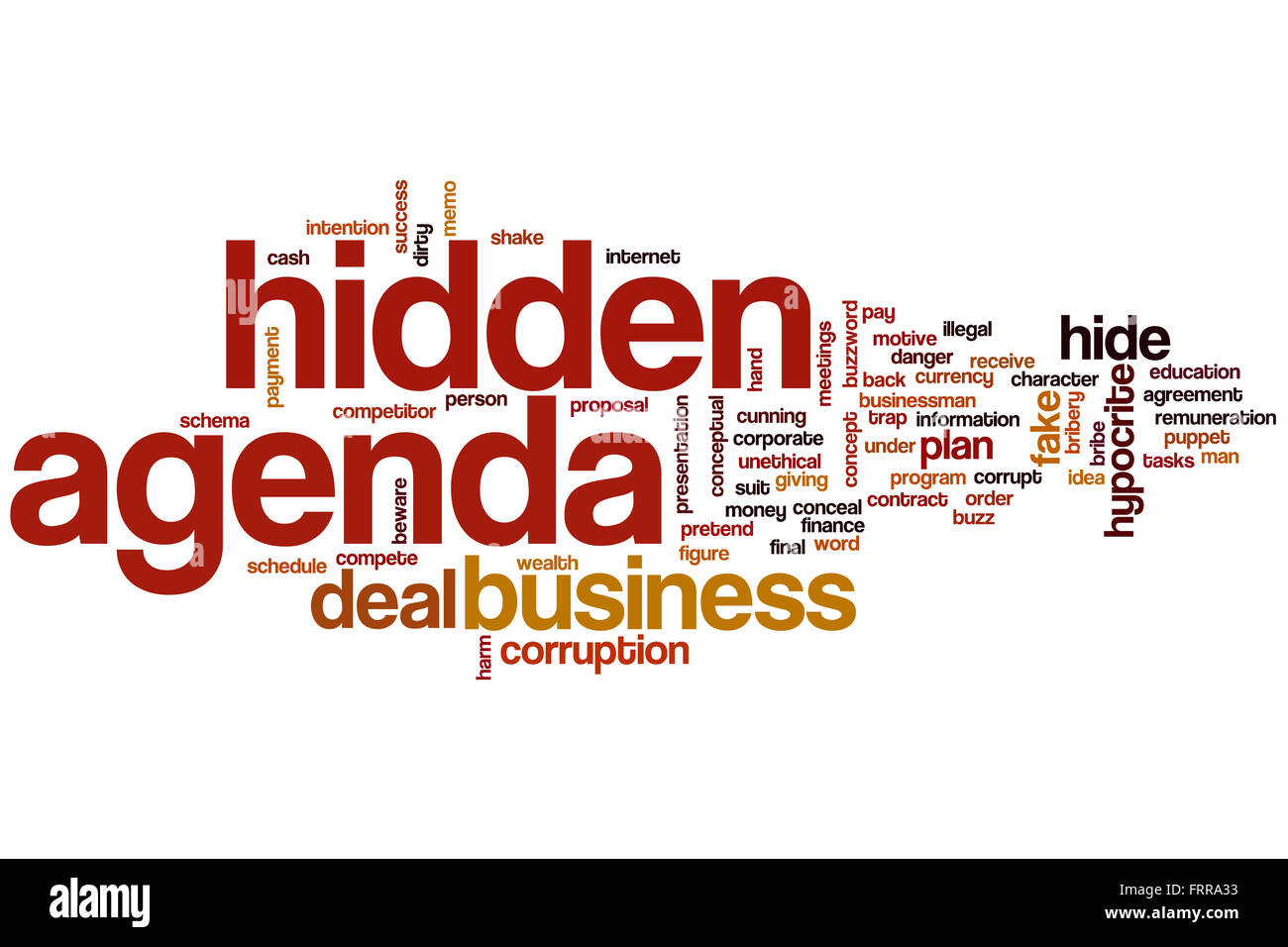 Hidden agenda word cloud concept Stock Photo - Alamy