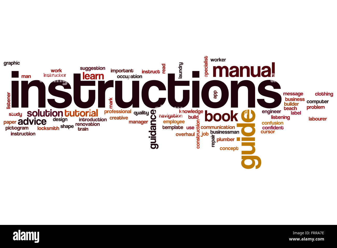 Instructions word cloud concept Stock Photo - Alamy