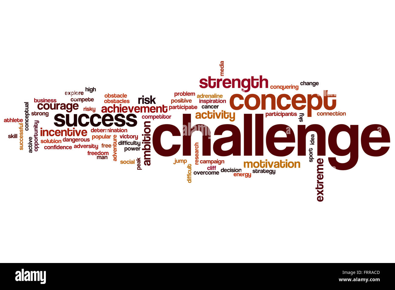 Challenge word cloud concept with strength energy related tags Stock ...