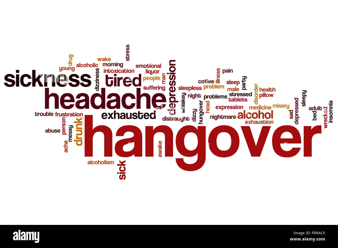 Hangover word cloud concept with headache alcohol related tags Stock ...