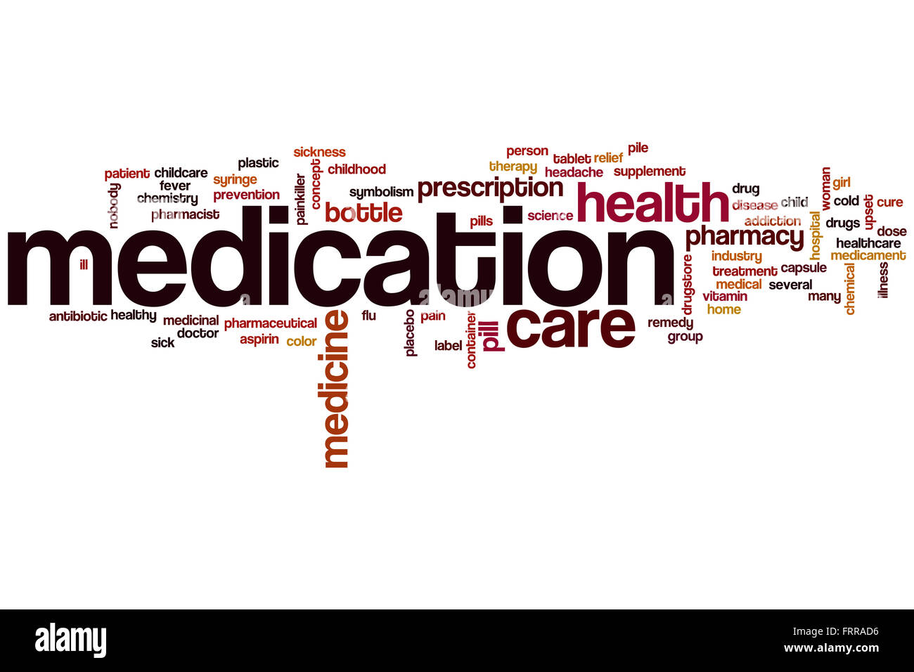 Medication word cloud concept with medicine pharmacy related tags Stock ...