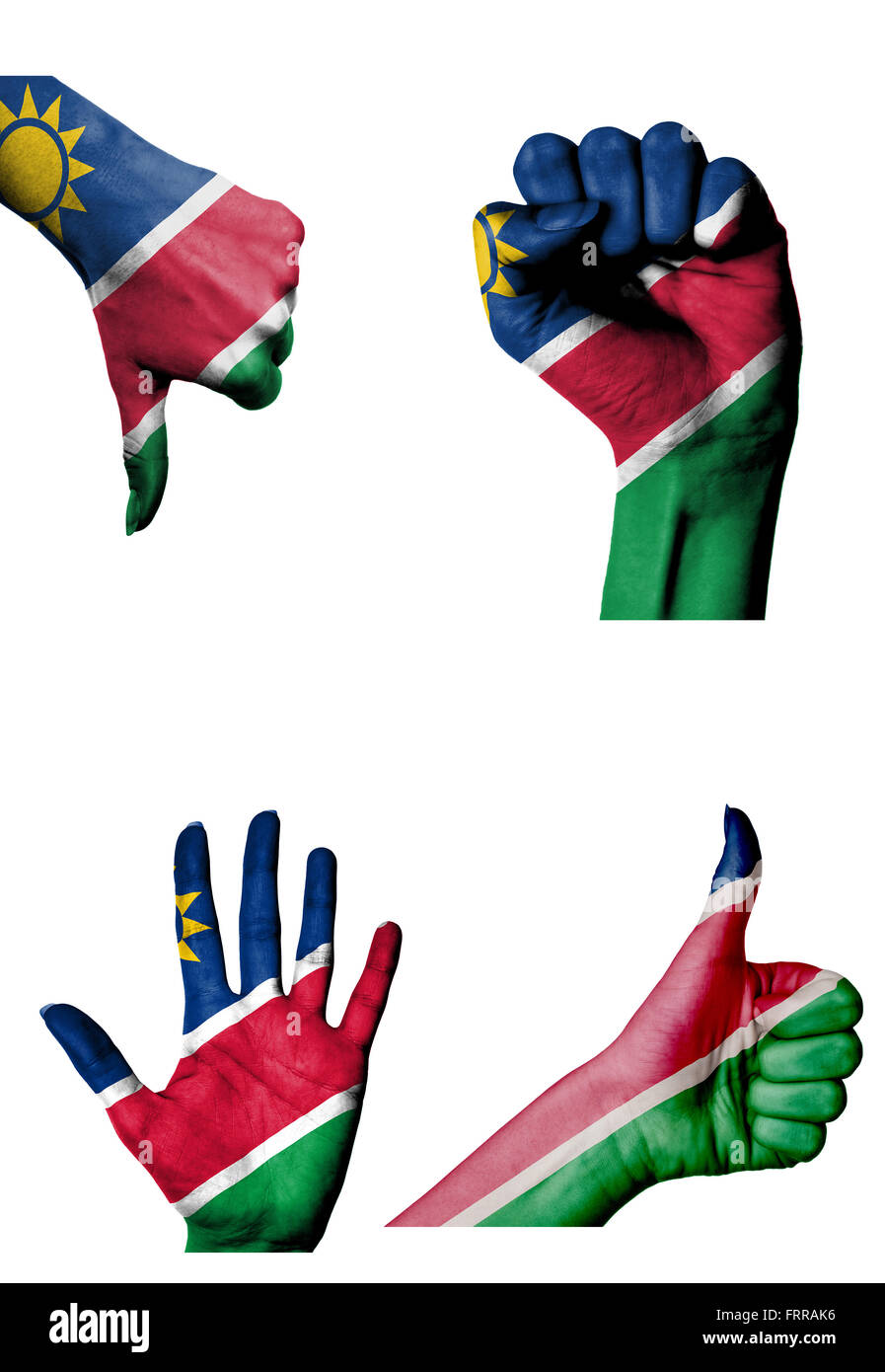 hands with multiple gestures (open palm, closed fist, thumbs up and ...