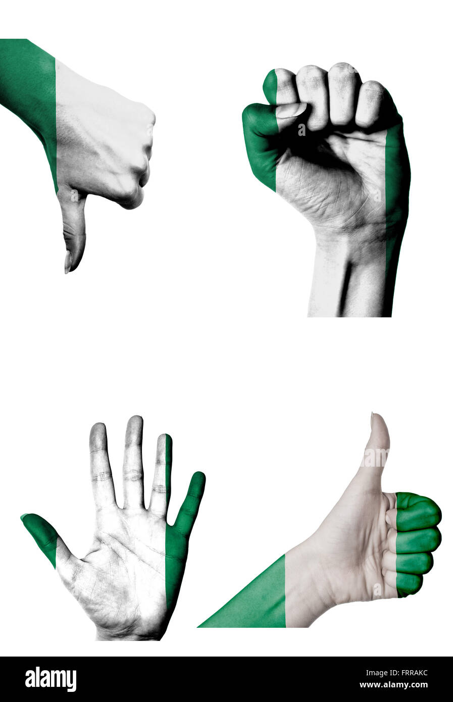 hands with multiple gestures (open palm, closed fist, thumbs up and ...