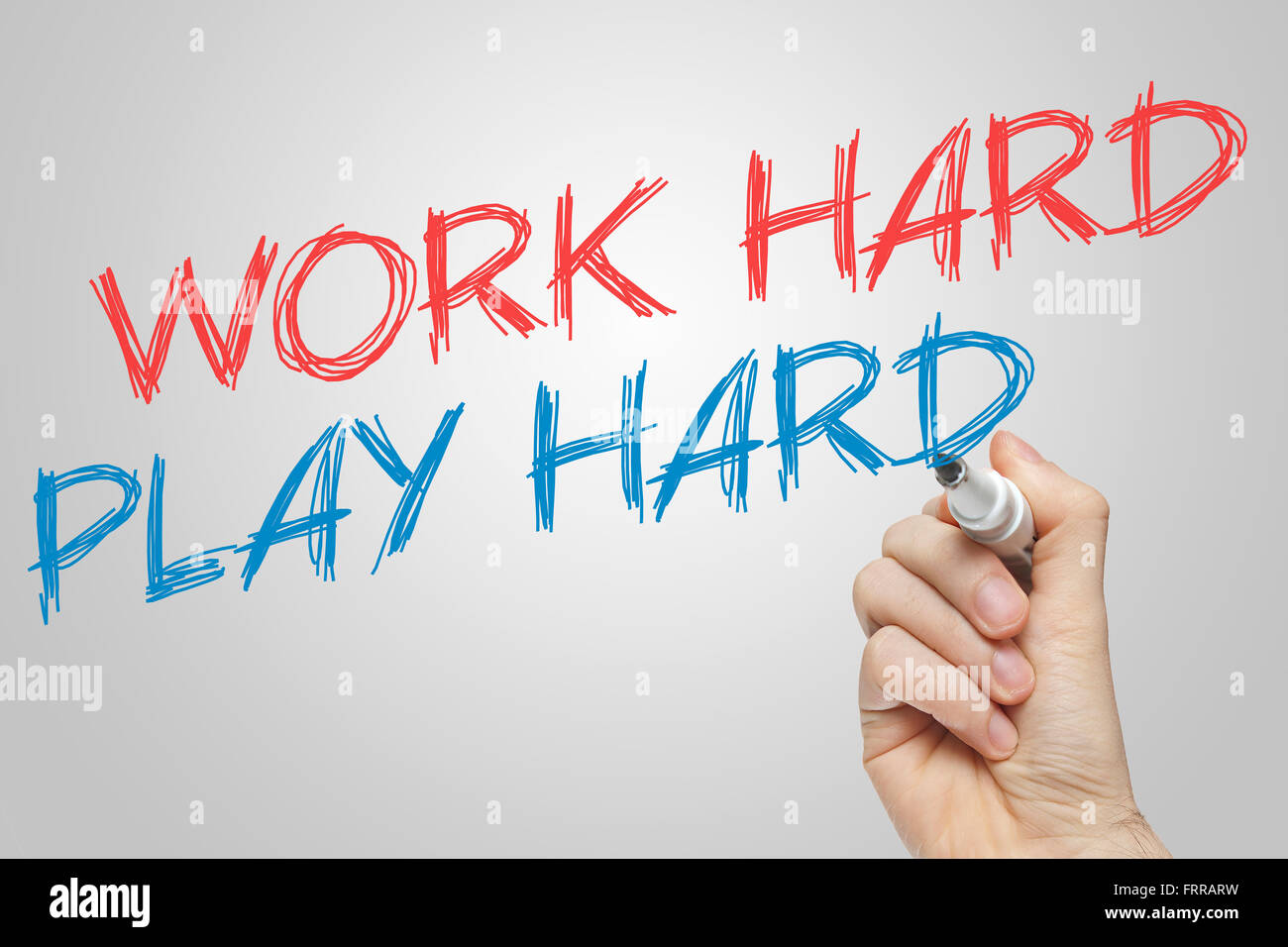 Work hard Play hard on a whiteboard Stock Photo - Alamy