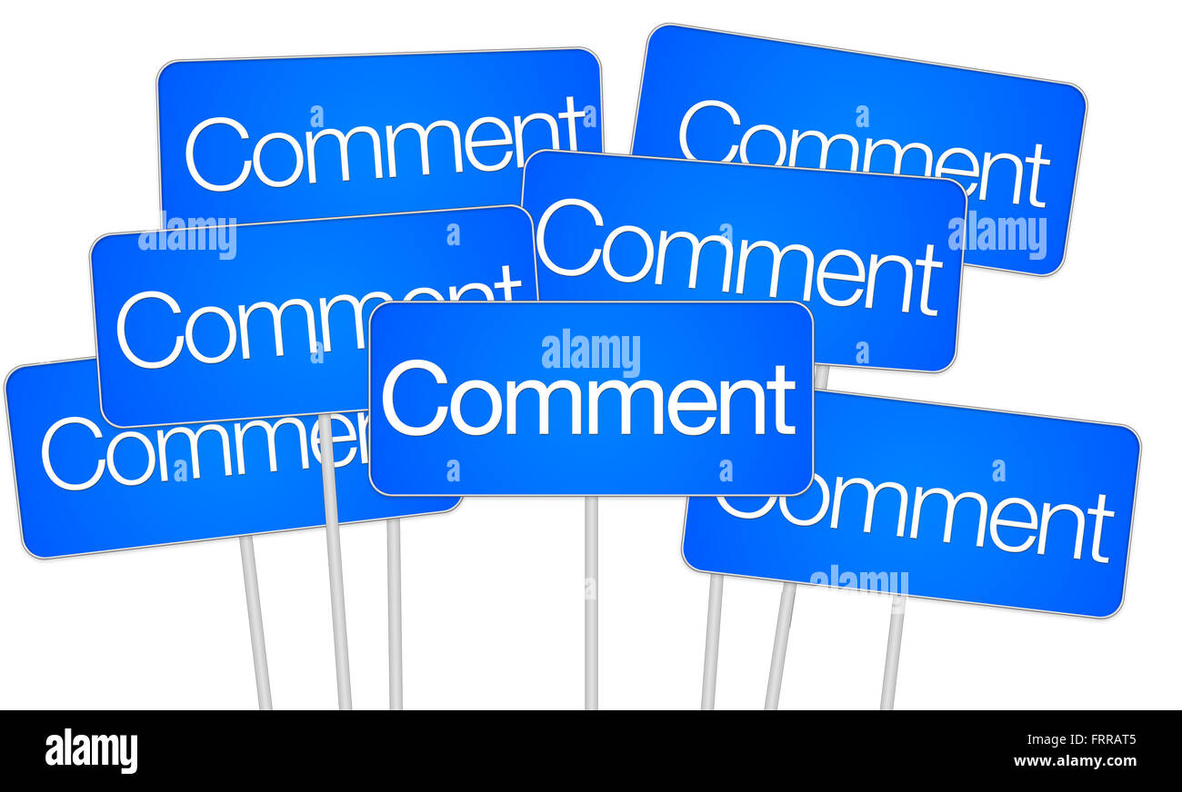 Comment signs for social media blue isolated banner button illustration ...