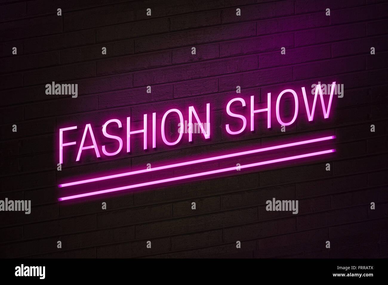 Pink neon sign with fashion show text on wall Stock Photo - Alamy