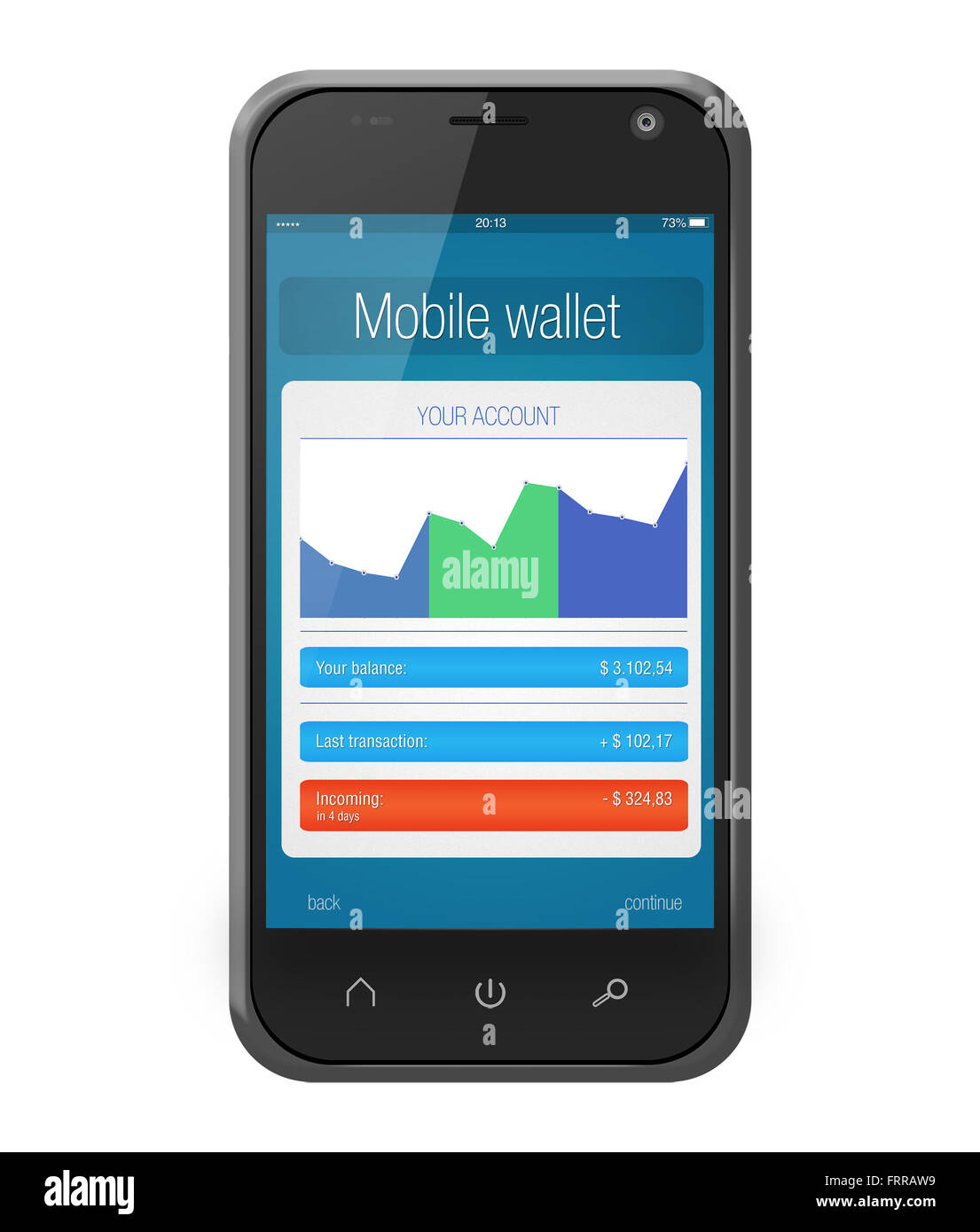 Mobile banking application wallet on smartphone screen isolated on ...