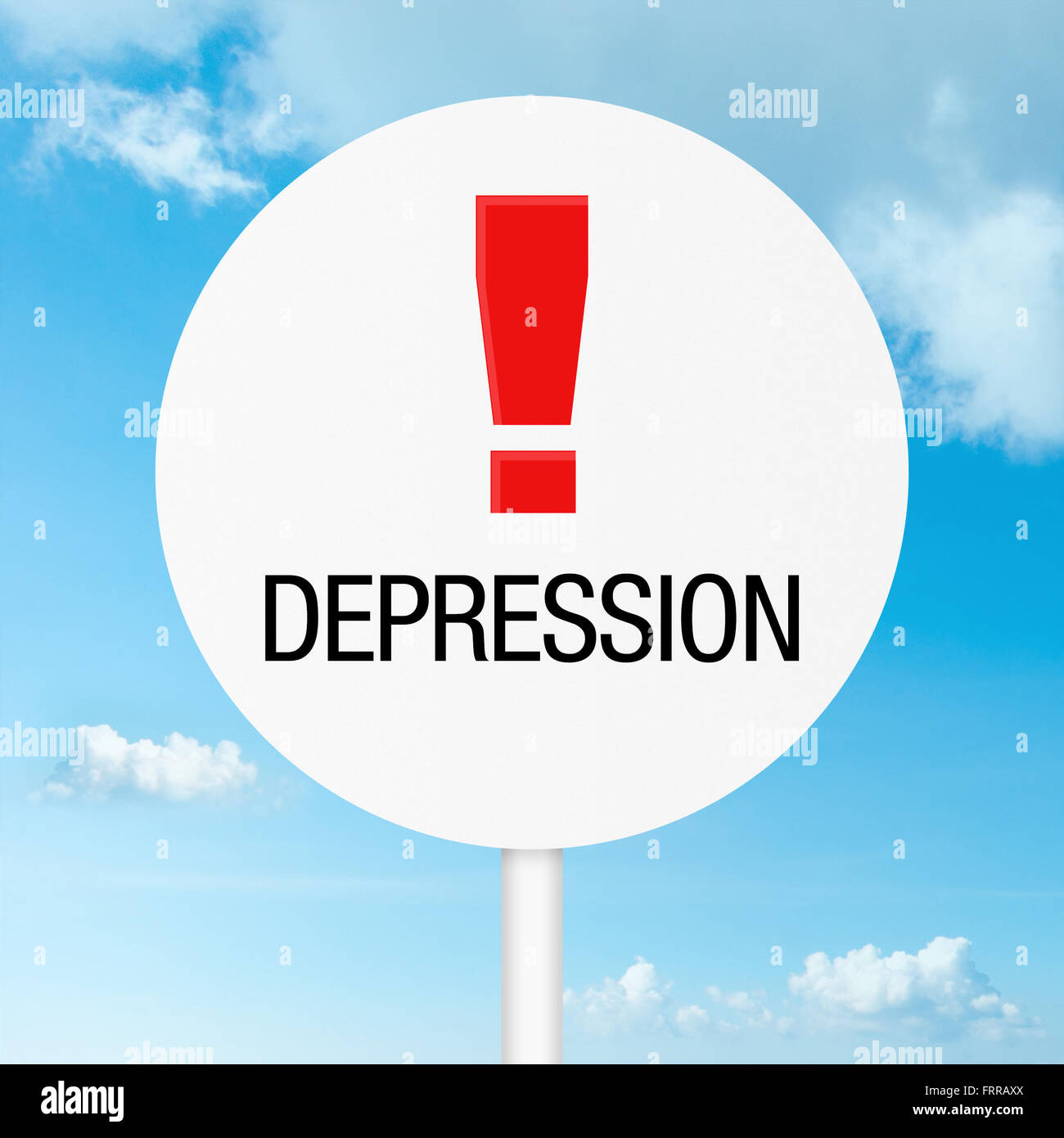 Depression warning road sign with sky as a a background Stock Photo - Alamy