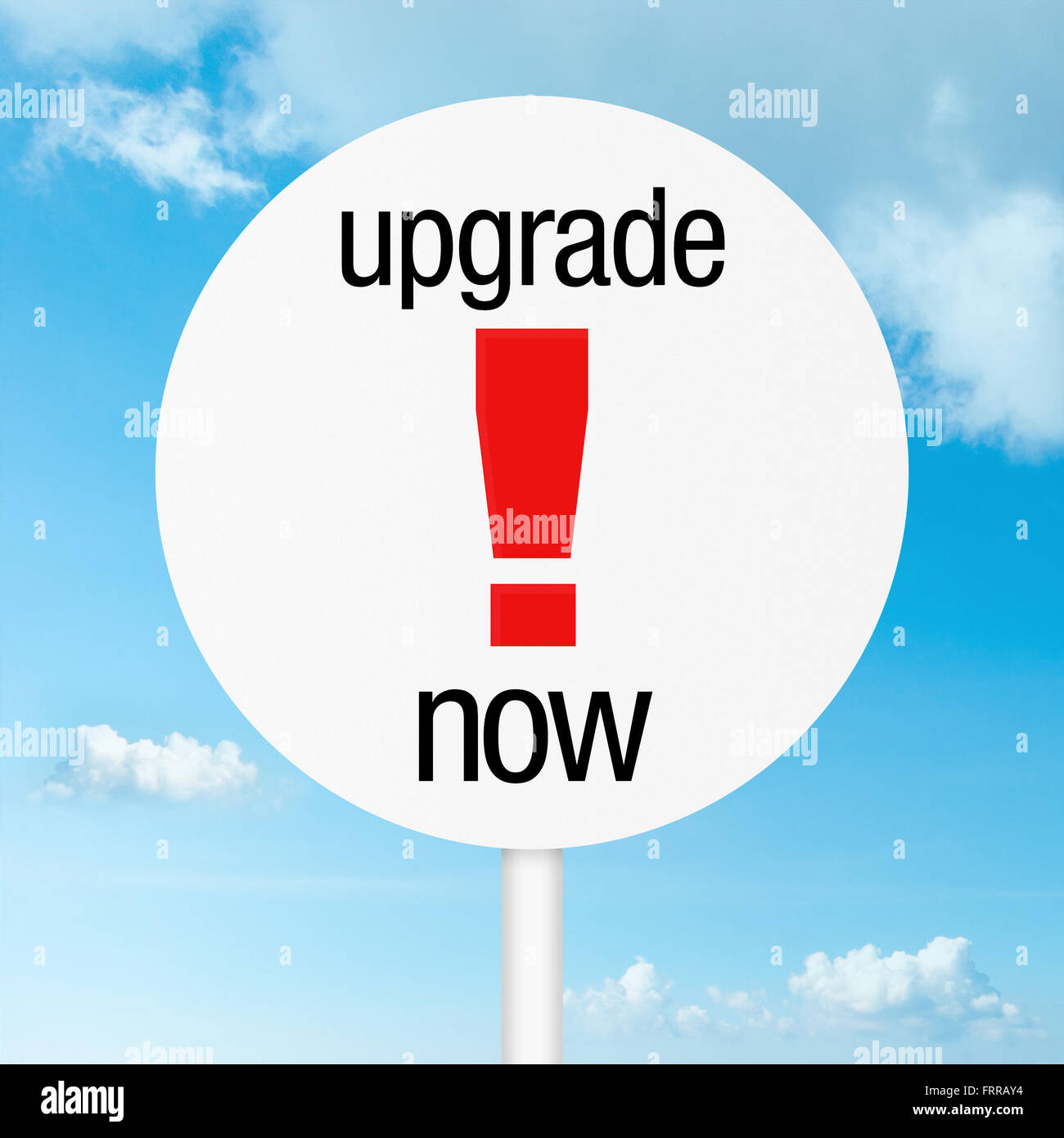 Upgrade now warning sign security concept road sign Stock Photo - Alamy