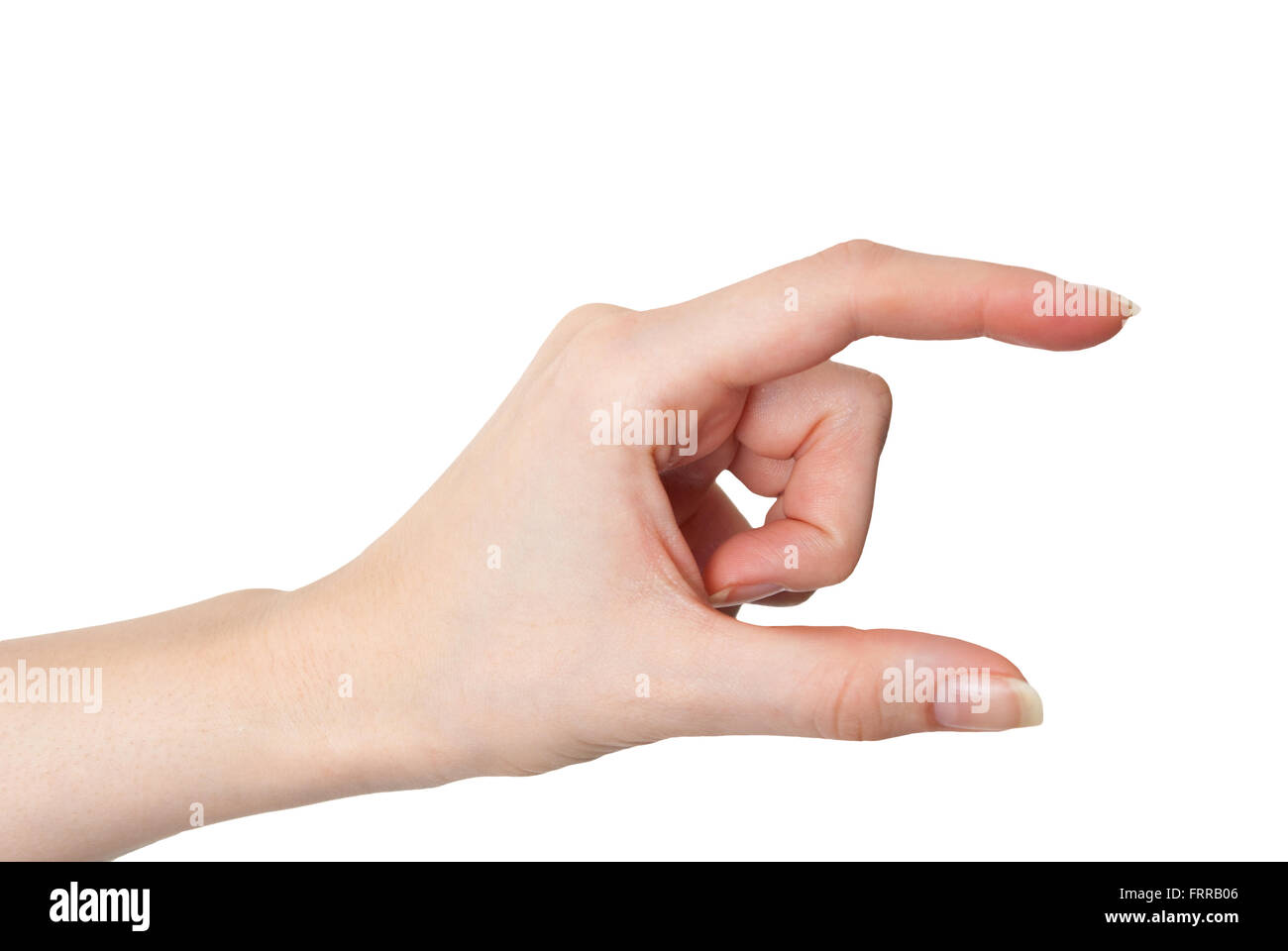 Female hand holding or measuring gesture isolated on white Stock Photo ...