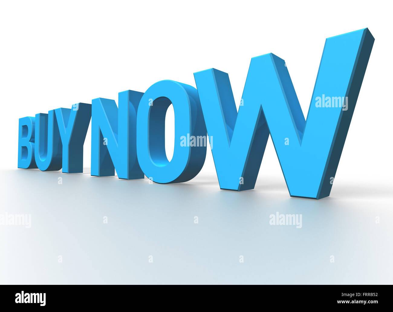 3d rendering of Buy Now blue glossy text on white background with ...
