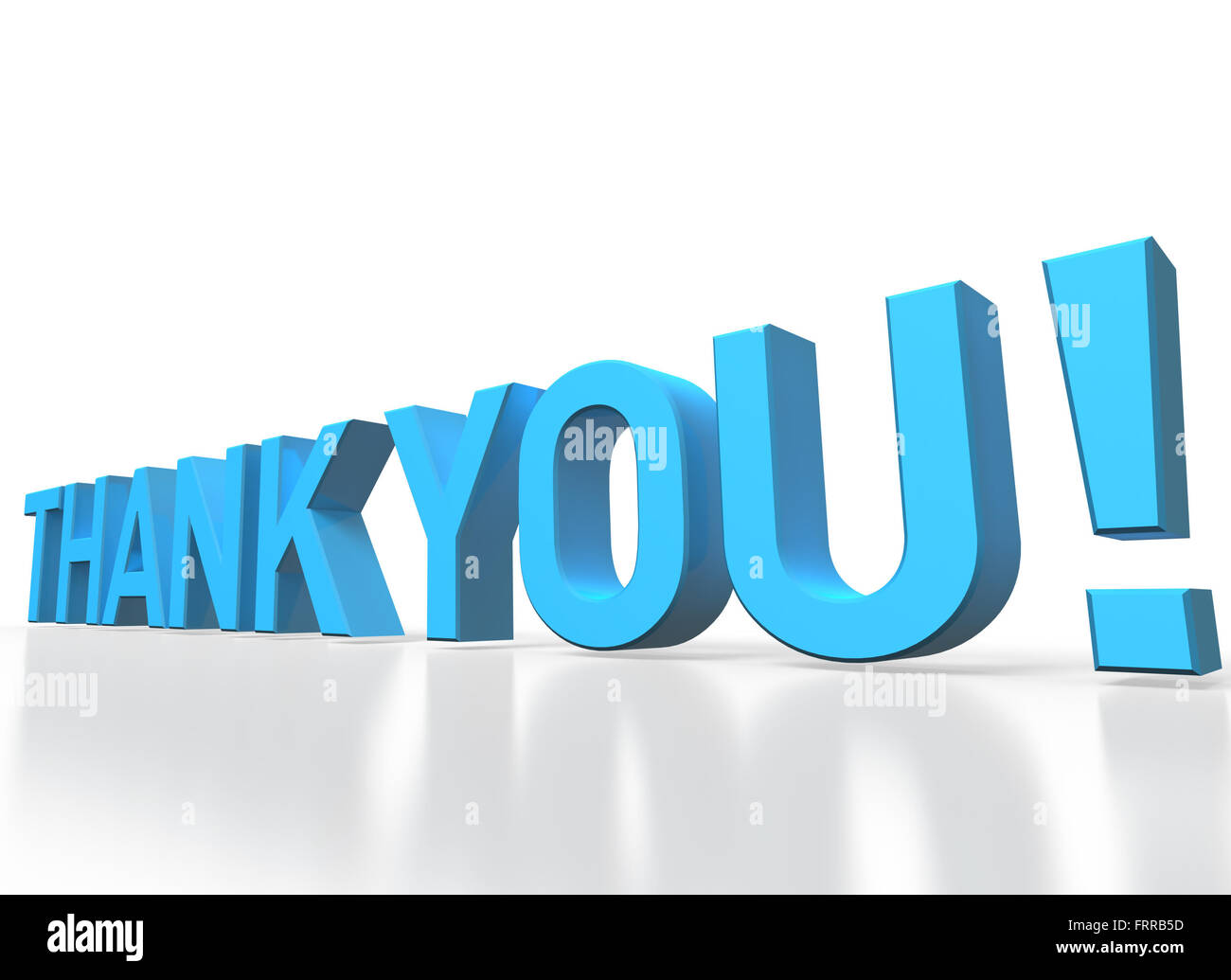 3d rendering of Thank you blue glossy text on white background with ...