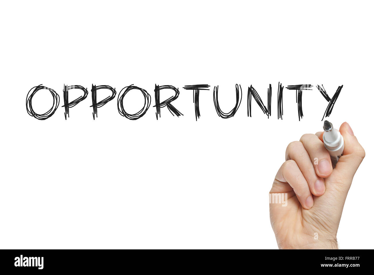 Hand writing opportunity on a white board Stock Photo - Alamy