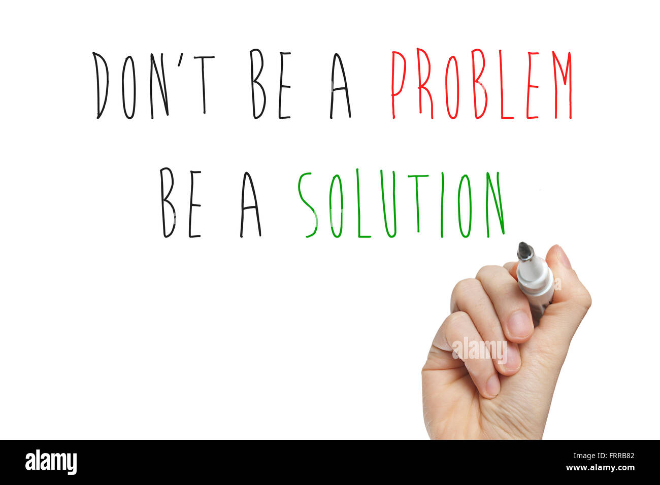 Hand writing dont be a problem on a white board Stock Photo - Alamy