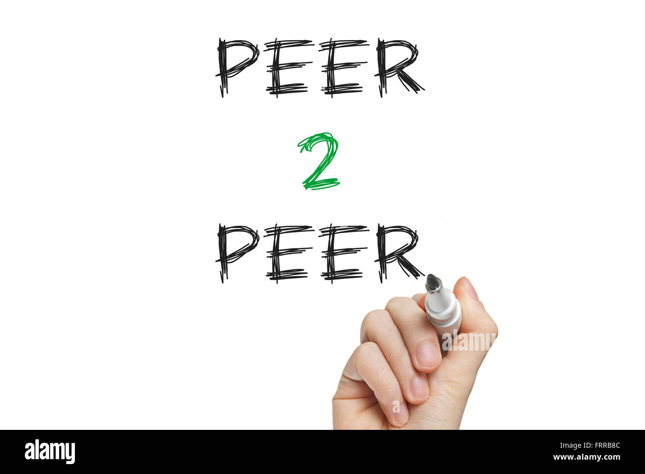 Hand writing peer 2 peer on a white board Stock Photo - Alamy