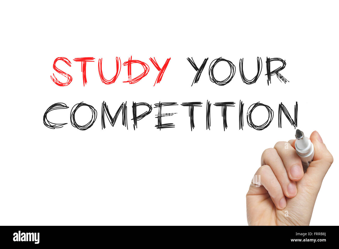 Hand writing study your competition on a white board Stock Photo - Alamy