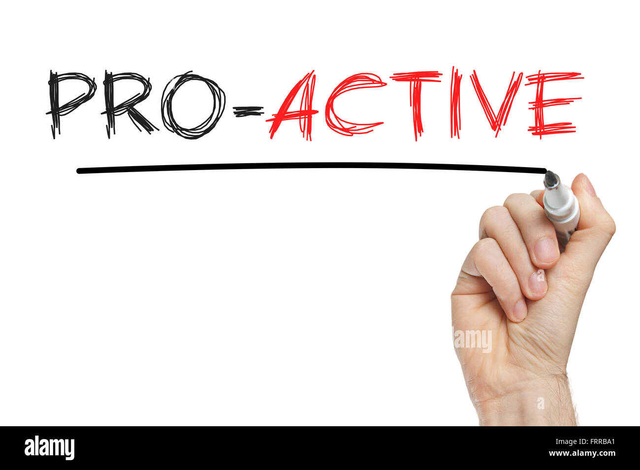 Hand writing proactive on a white board Stock Photo - Alamy
