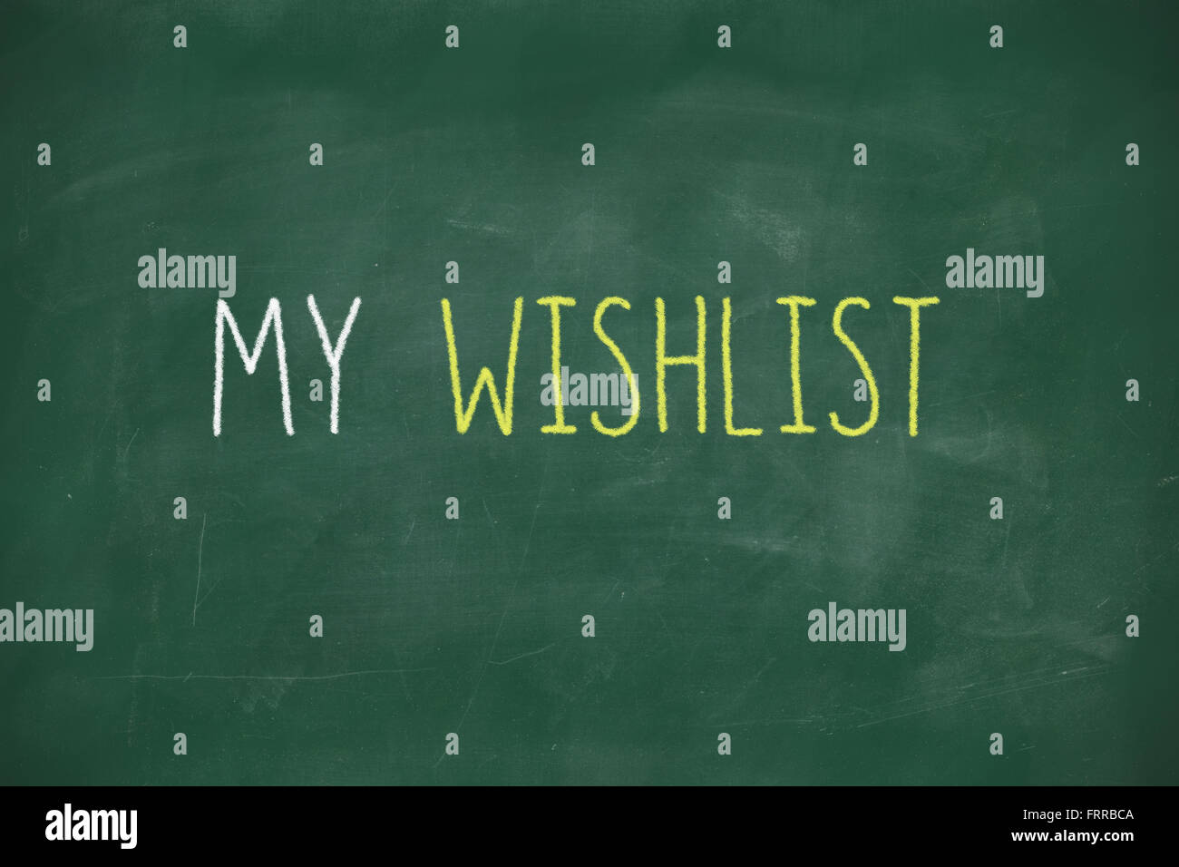 My wishlist handwritten on school blackboard Stock Photo - Alamy