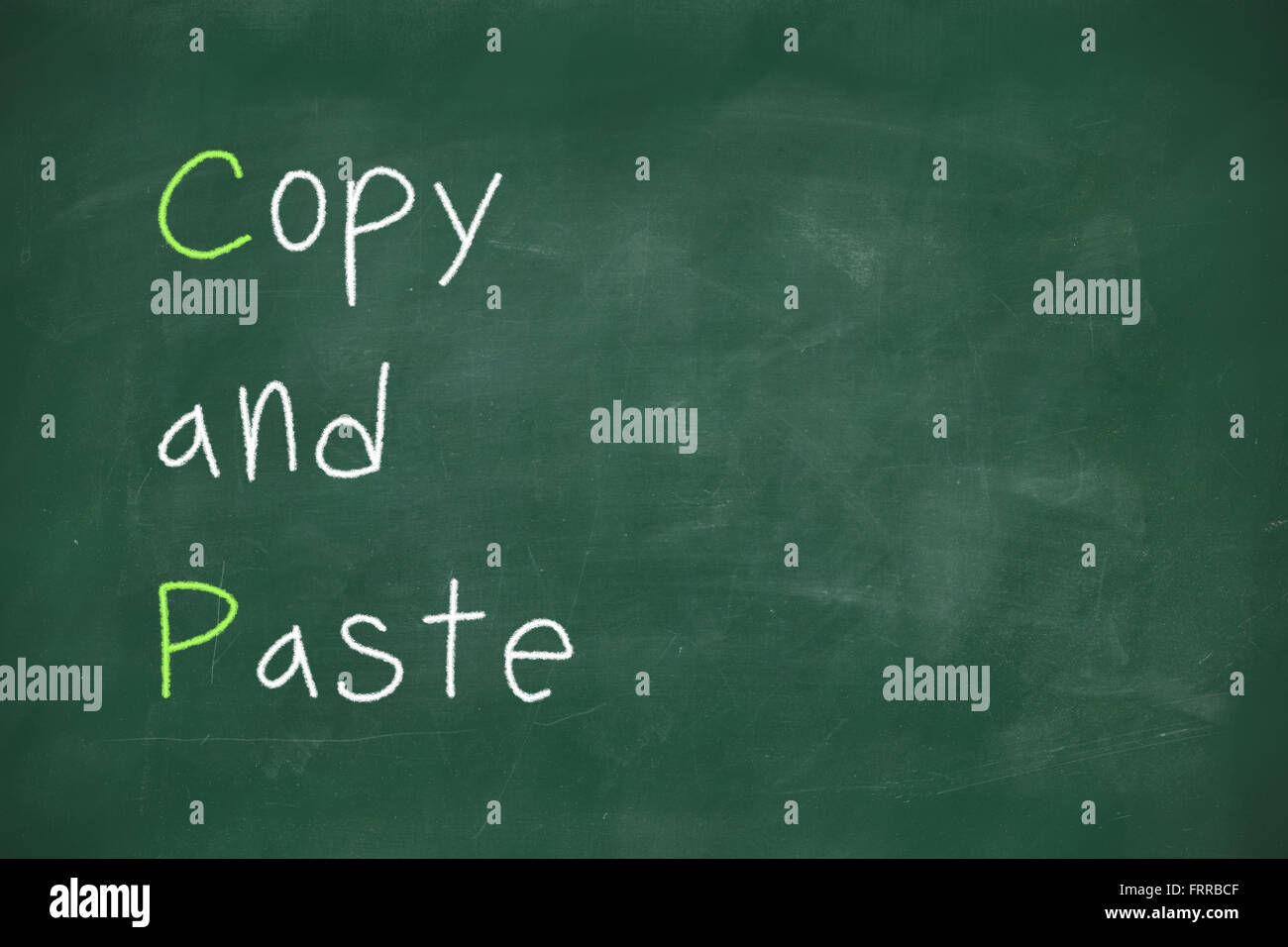 Copy and paste handwritten on school blackboard Stock Photo - Alamy