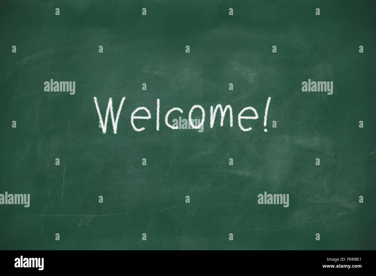 Welcome handwritten on school blackboard Stock Photo - Alamy