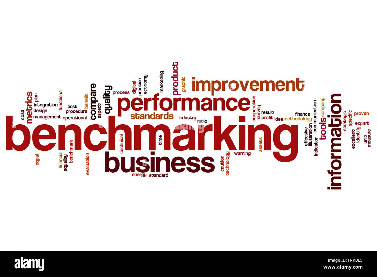 Benchmarking concept word cloud background Stock Photo - Alamy
