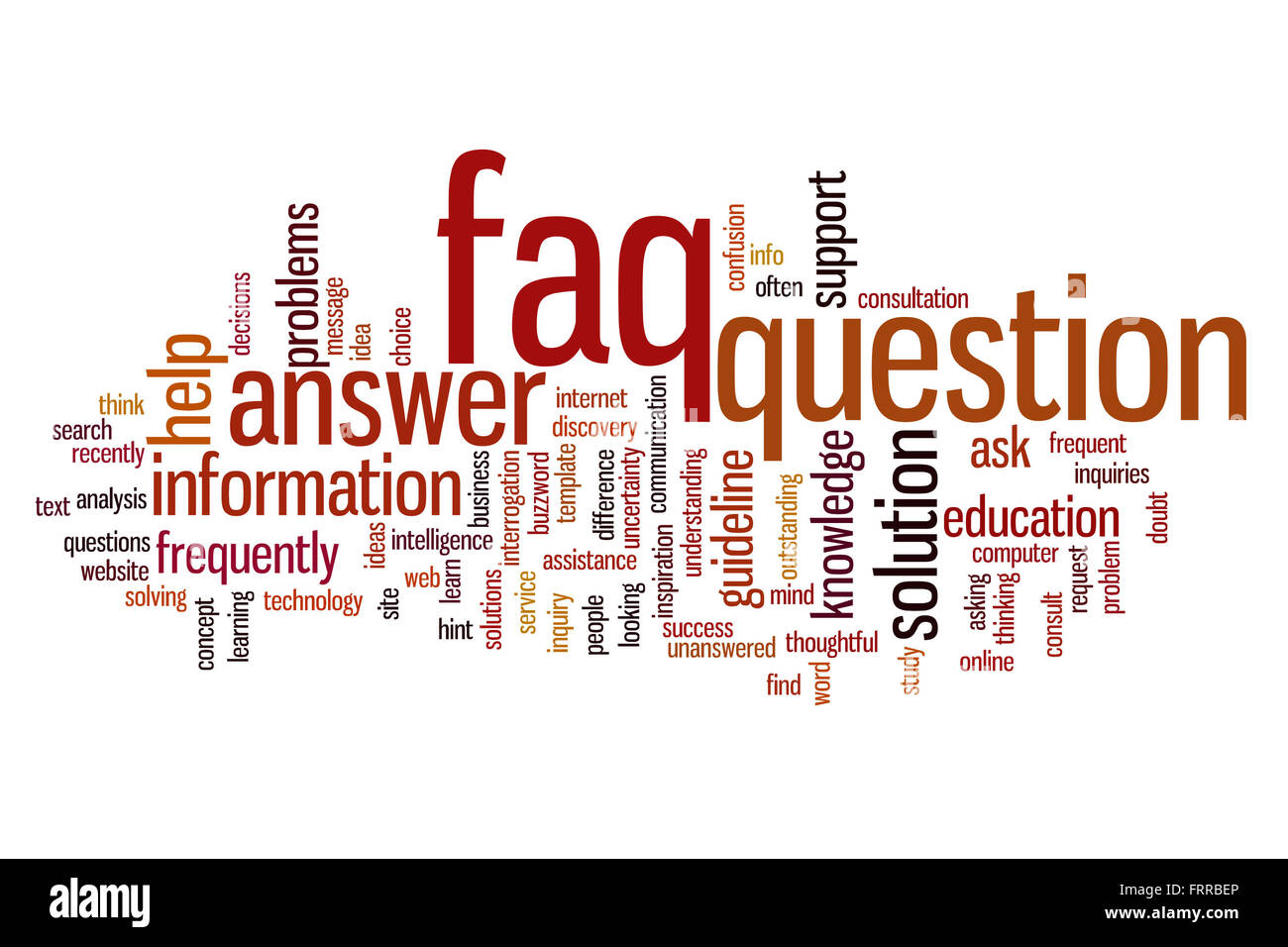 FAQ concept word cloud background Stock Photo - Alamy
