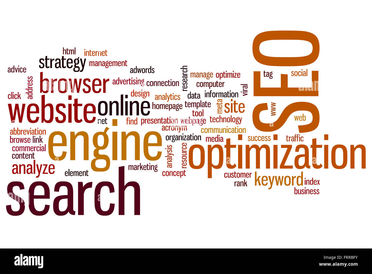 SEO concept word cloud background Stock Photo - Alamy