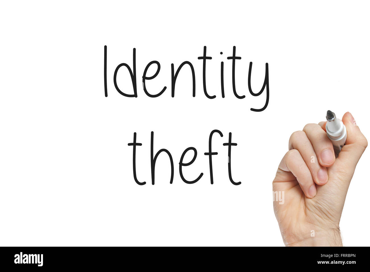 Hand writing identity theft on a white board Stock Photo - Alamy