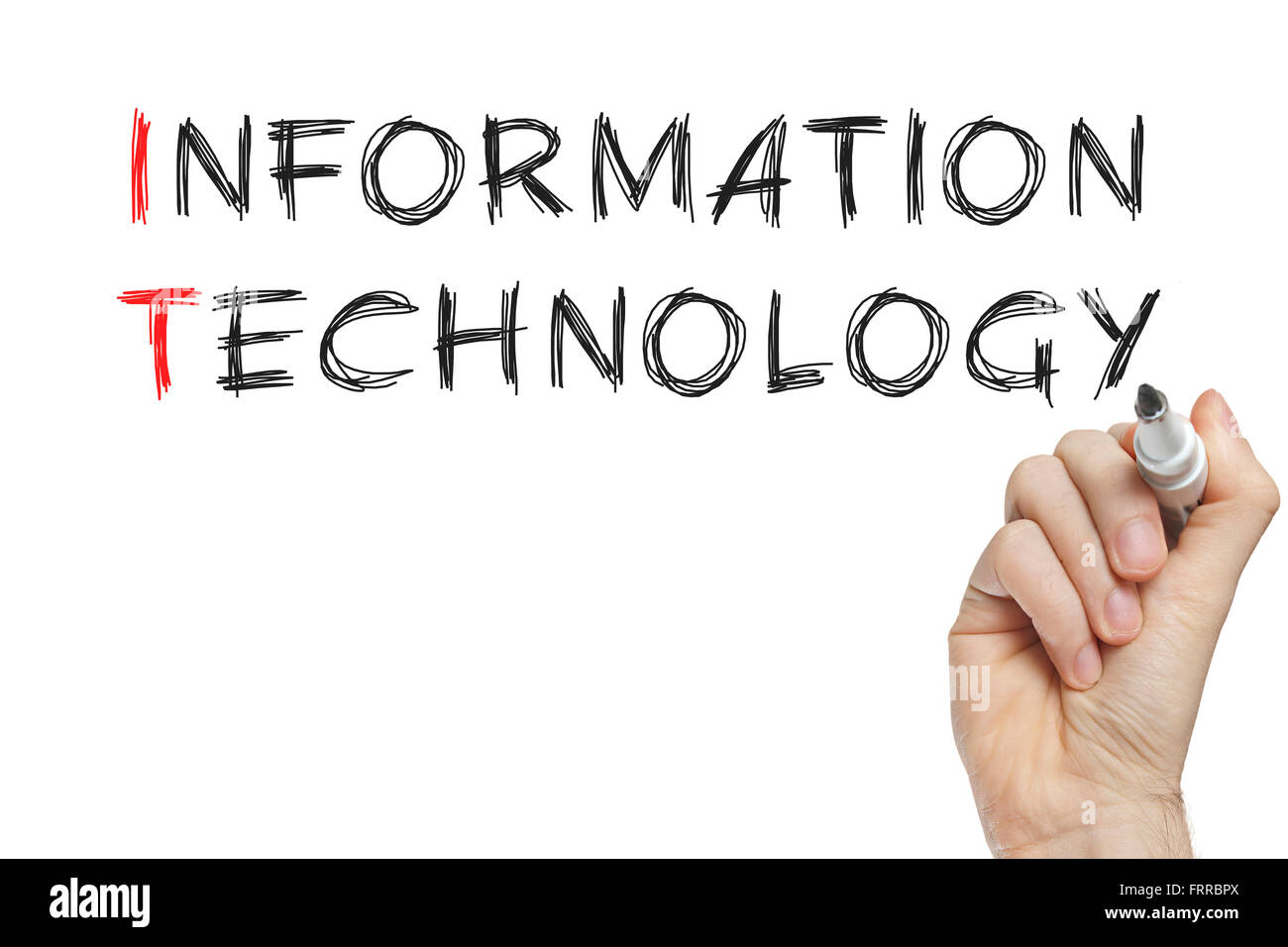 Hand writing information technology on a white board Stock Photo - Alamy