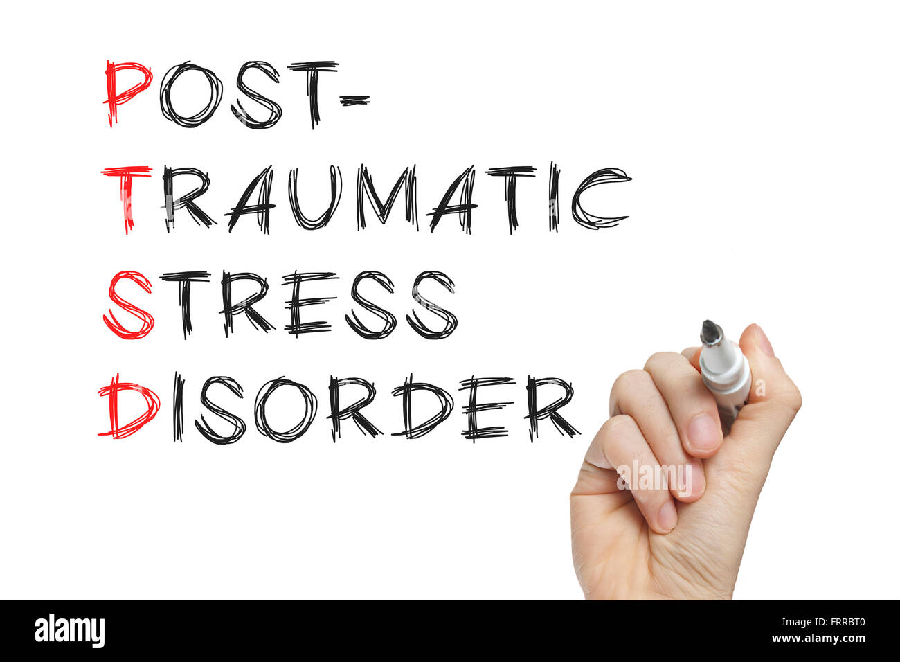 Hand writing ptsd on a white board Stock Photo - Alamy