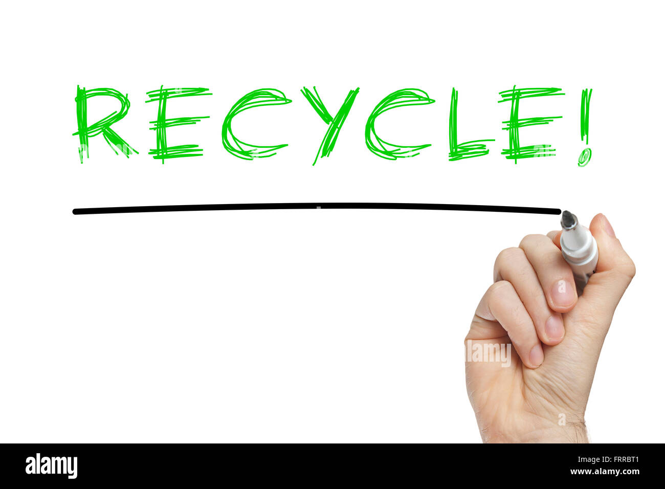 Hand writing recycle on a white board Stock Photo - Alamy