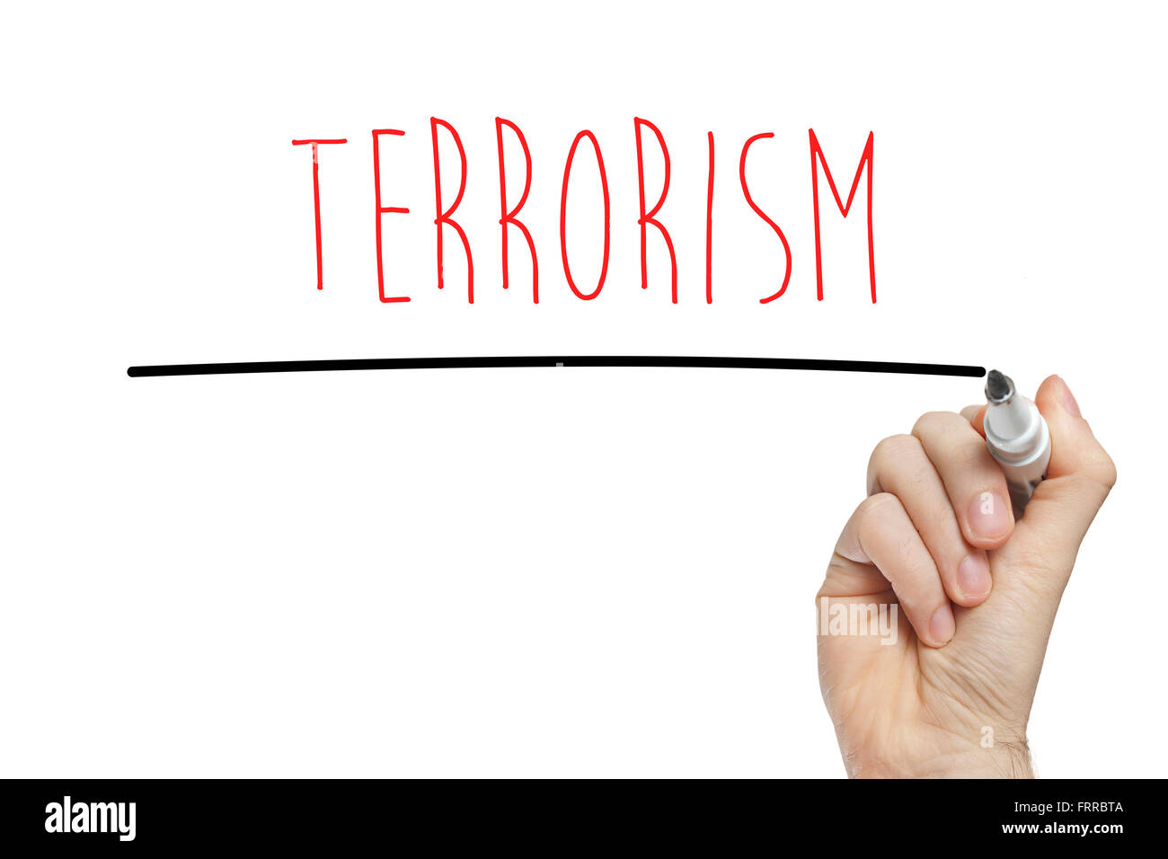 Hand writing terrorism on a white board Stock Photo - Alamy