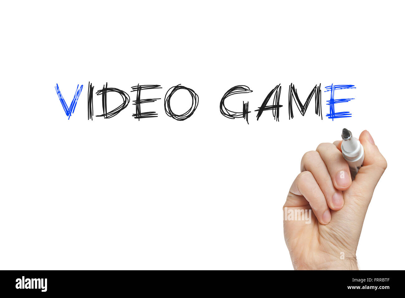 Hand writing video game on a white board Stock Photo - Alamy